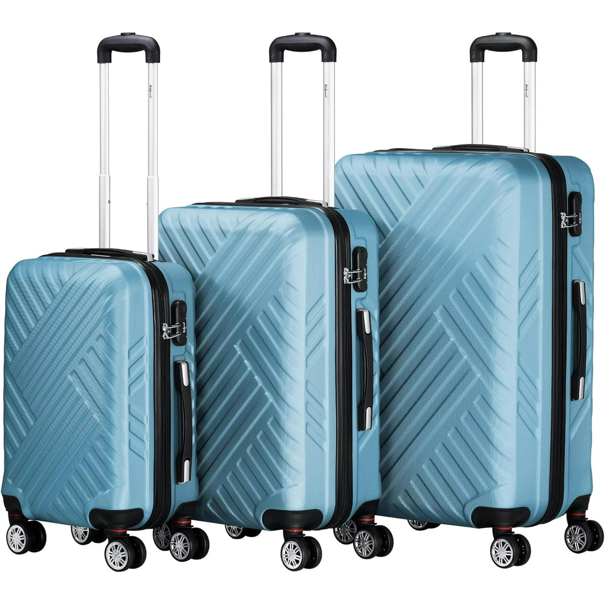 3 piece luggage set | Steel blue | ABS hard shell suitcase set with co ...